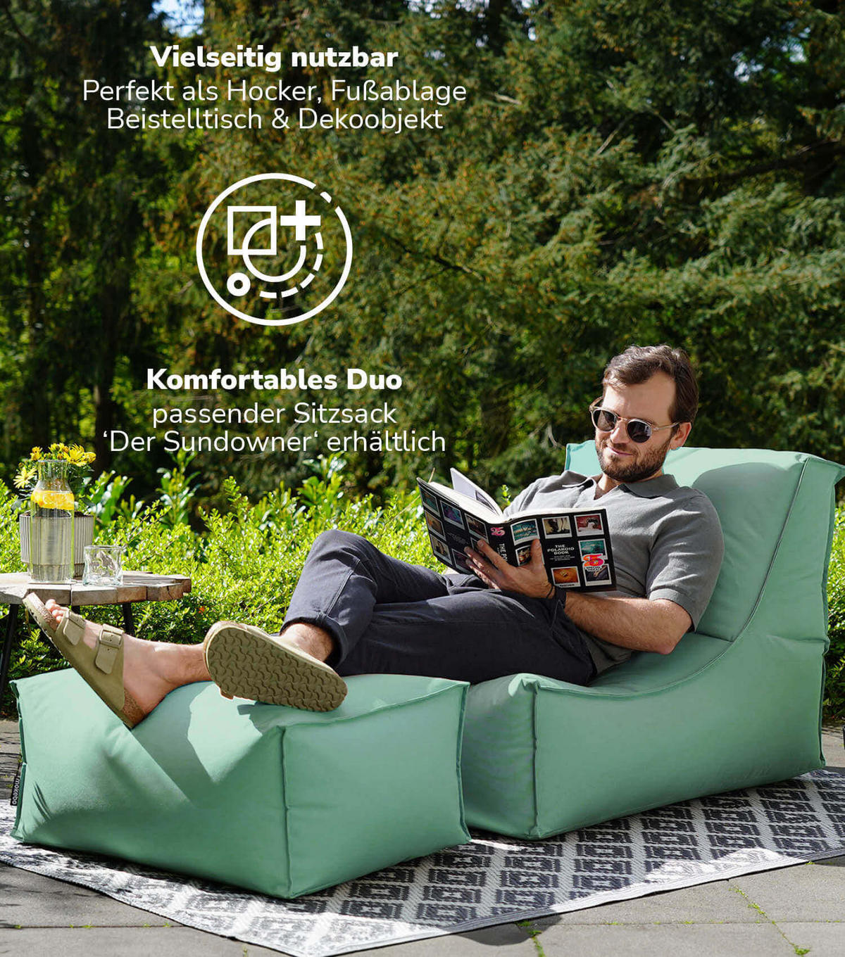 Green outdoor pouf store