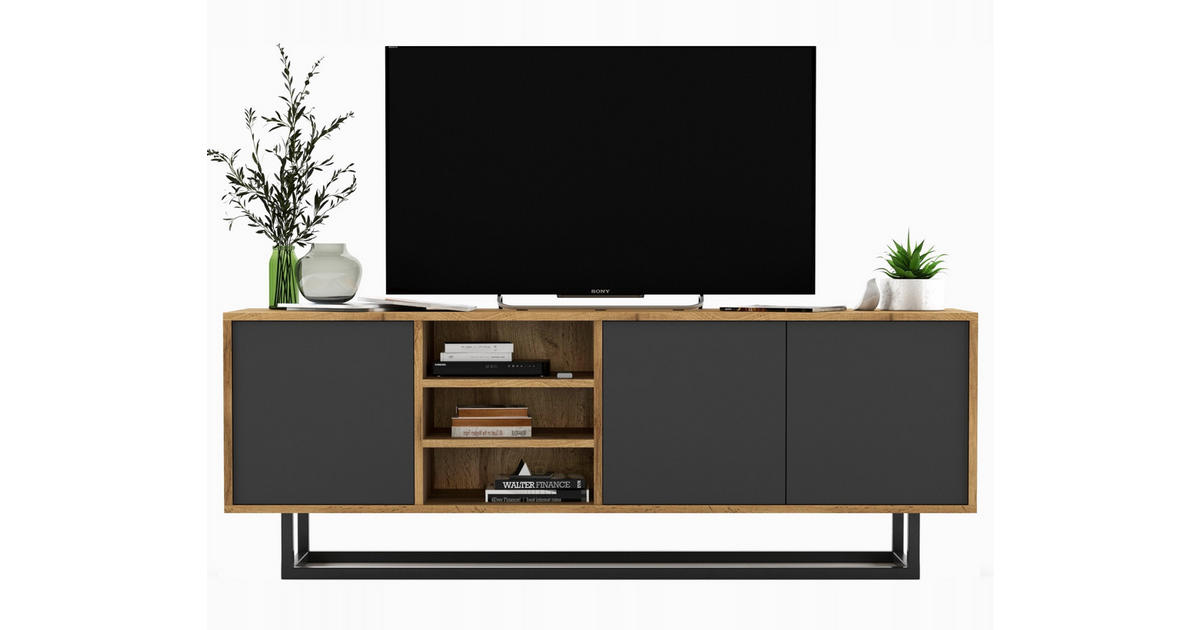 Meble Lindner TV-LOWBOARD Apollo Wotan Eiche / Graphit matt 150 cm mit ...