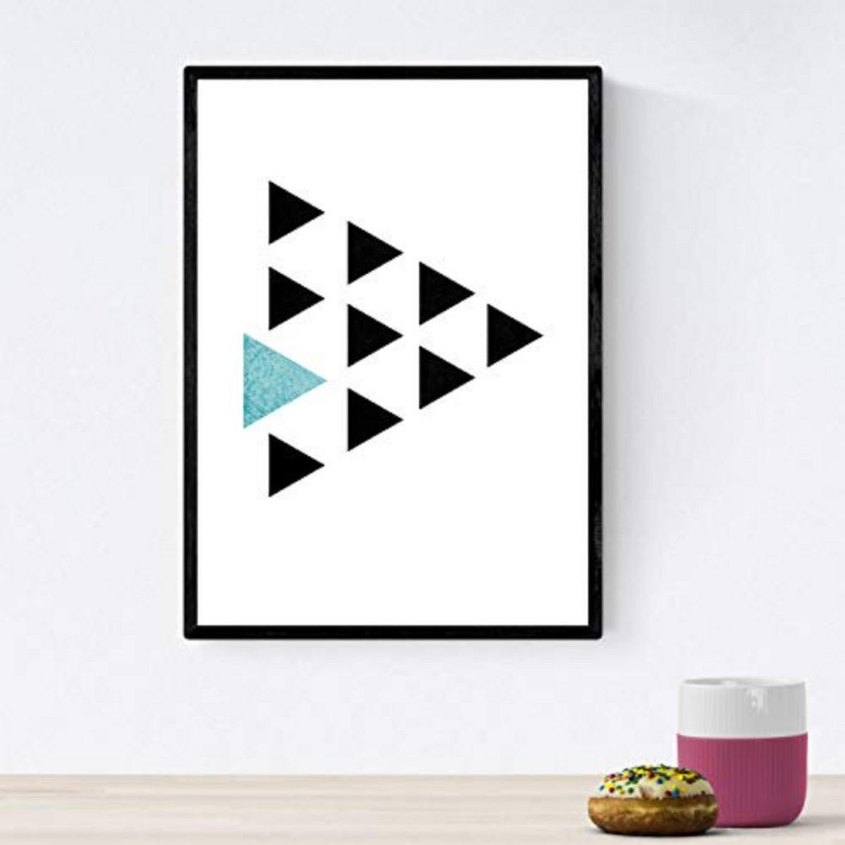 Nacnic POSTER Set mit 4 Geometrische Nordischer bunten Dreicken im Rot ...