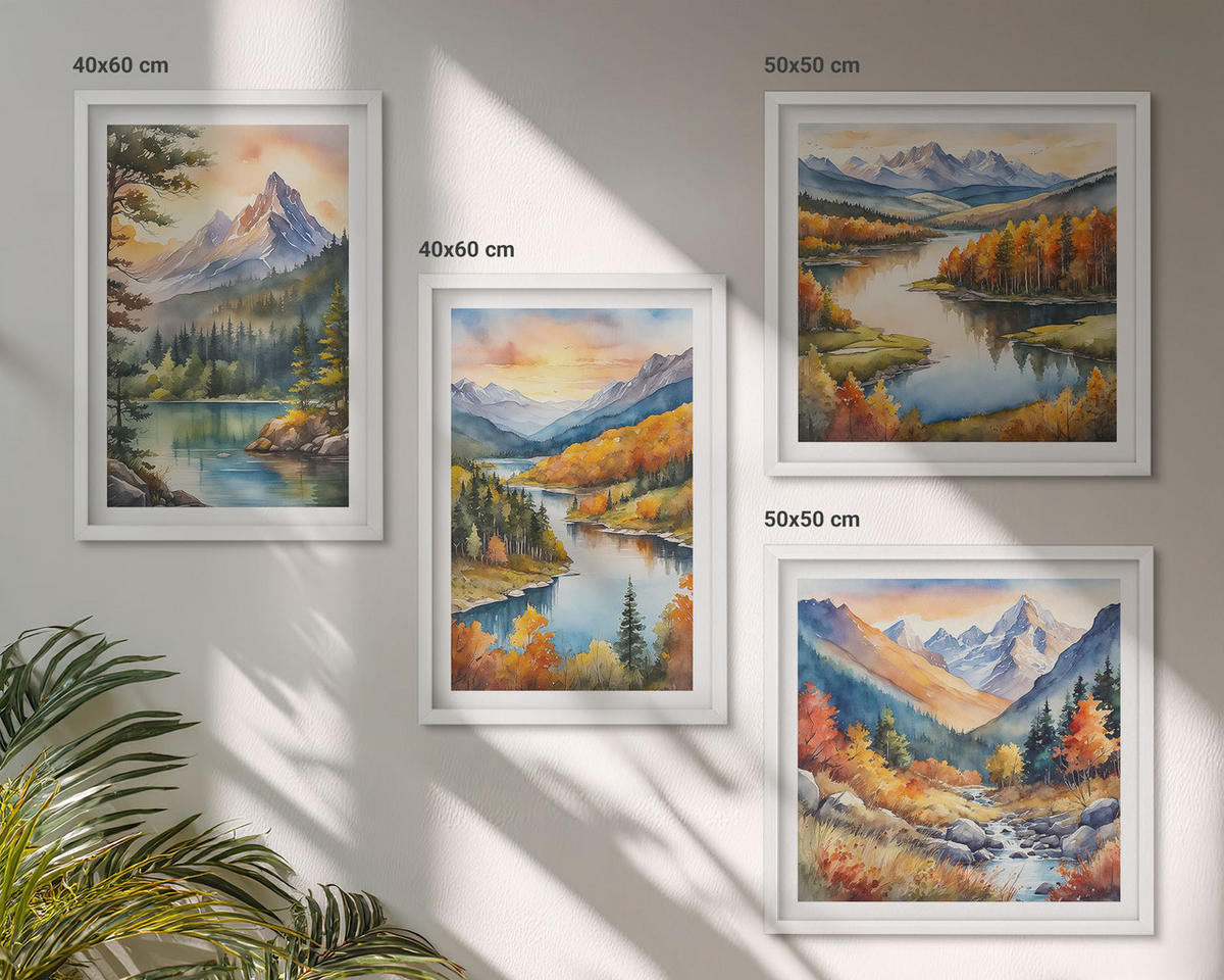 TULUP BILDER SET 4er Set - 50x50 cm & 40x60 cm Weißer Rahmen ...