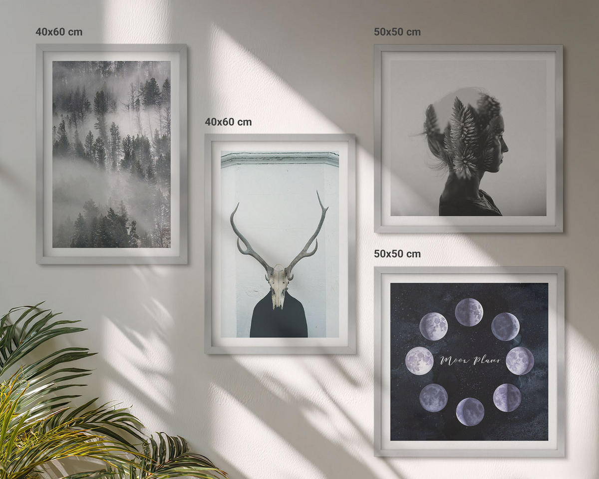 TULUP BILDER SET 4er Set - 50x50 cm & 40x60 cm Silberner Rahmen ...