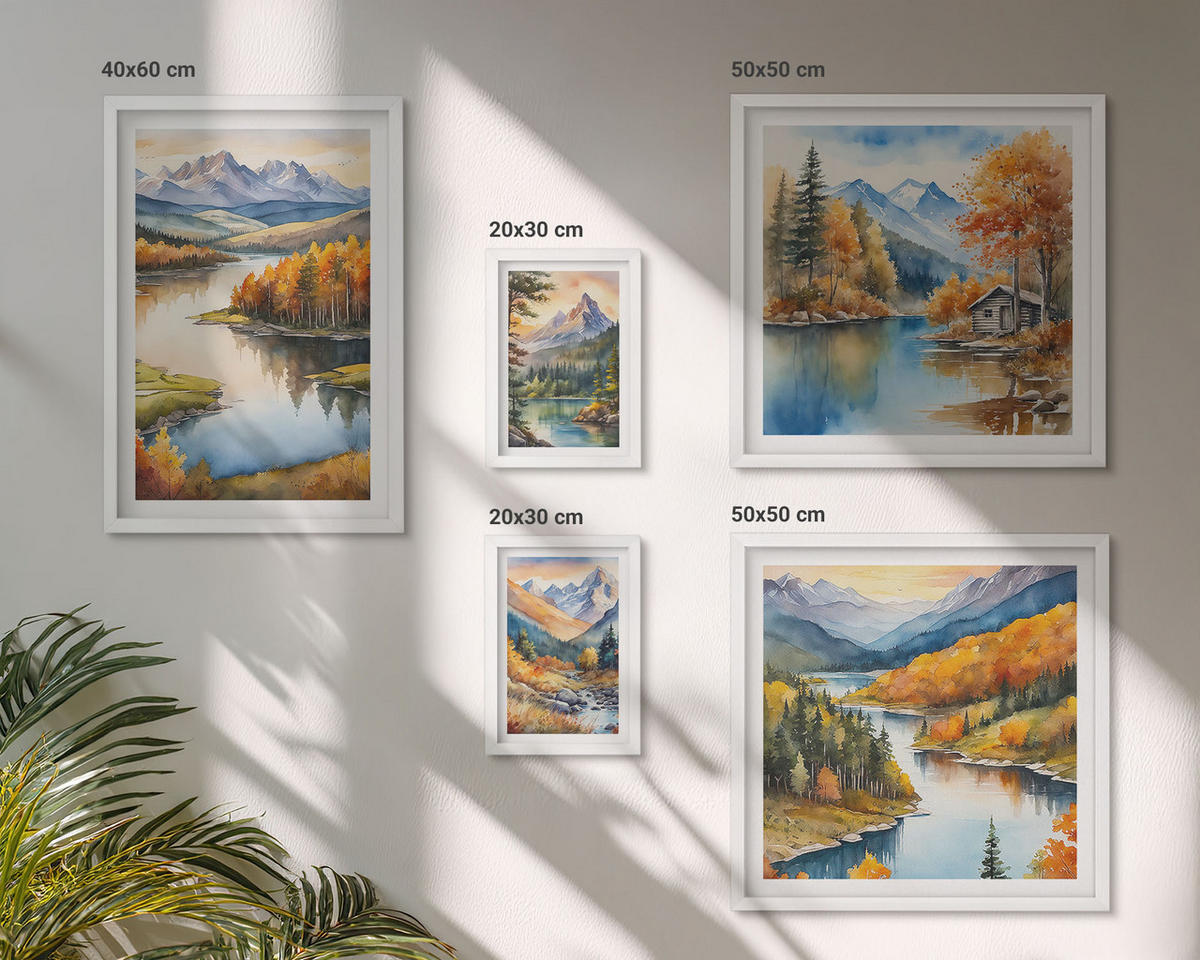 TULUP BILDER SET 5er Set - 50x50 cm & 20x30 cm & 40x60 cm Weißer Rahmen ...