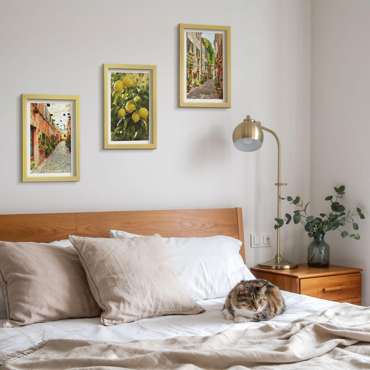 TULUP BILDER SET 3er Set - 20x30 cm Goldrahmen - Straßen mit ...