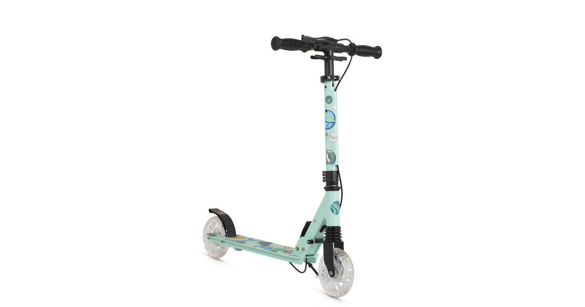 KINDERROLLER Snazzy faltbar grün Hinterradbremse Seitenständer LED ...
