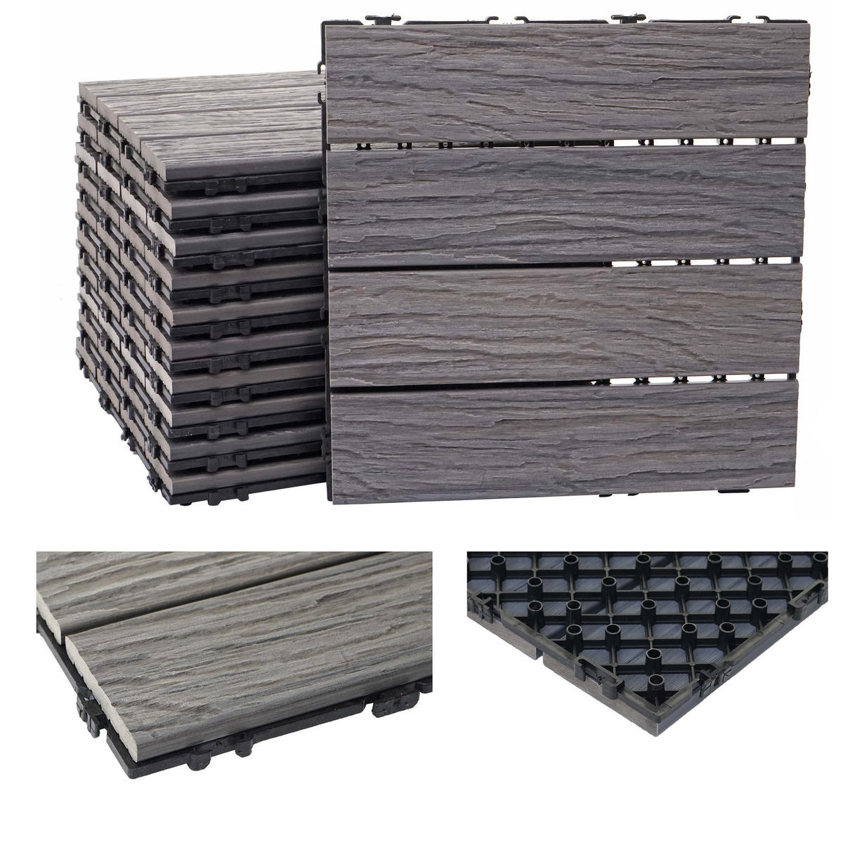 BERLINLODGE WPC BODENFLIESE 11x 30x30cm linear Antik-Braun jetzt nur ...