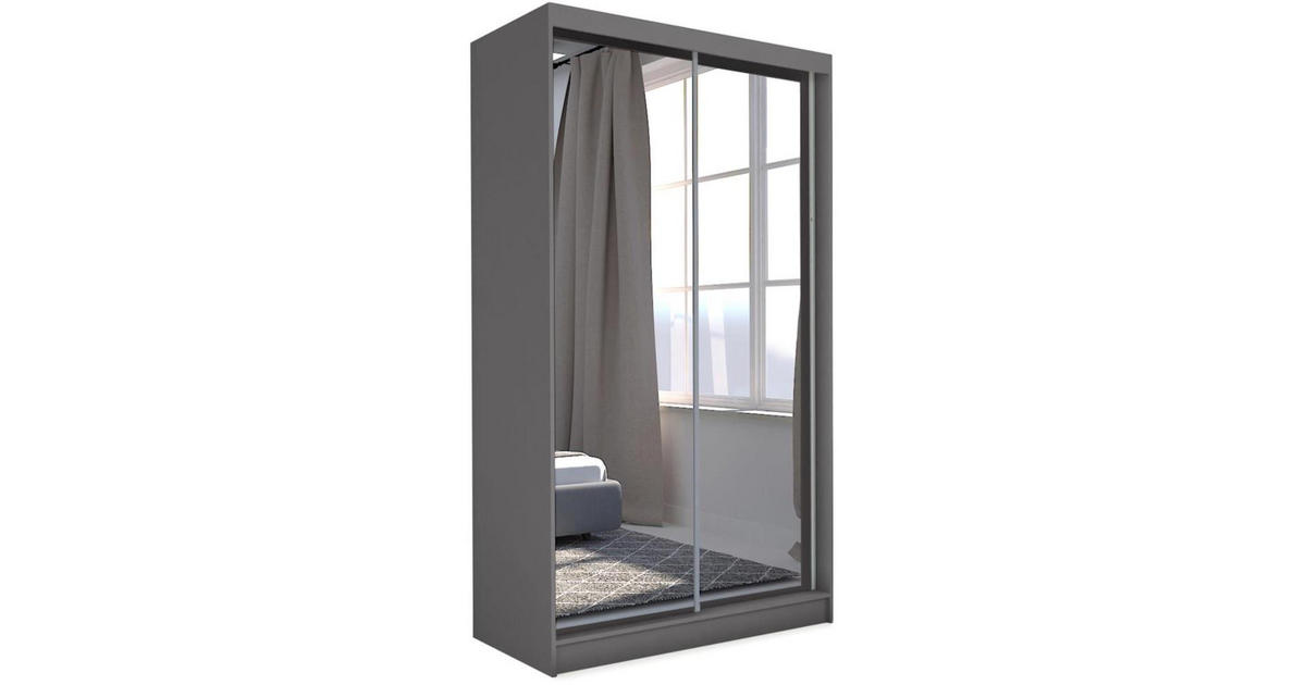 Beautysofa SCHWEBETÜRENSCHRANK Debra II 120/216/61 graphit mit Spiegel ...
