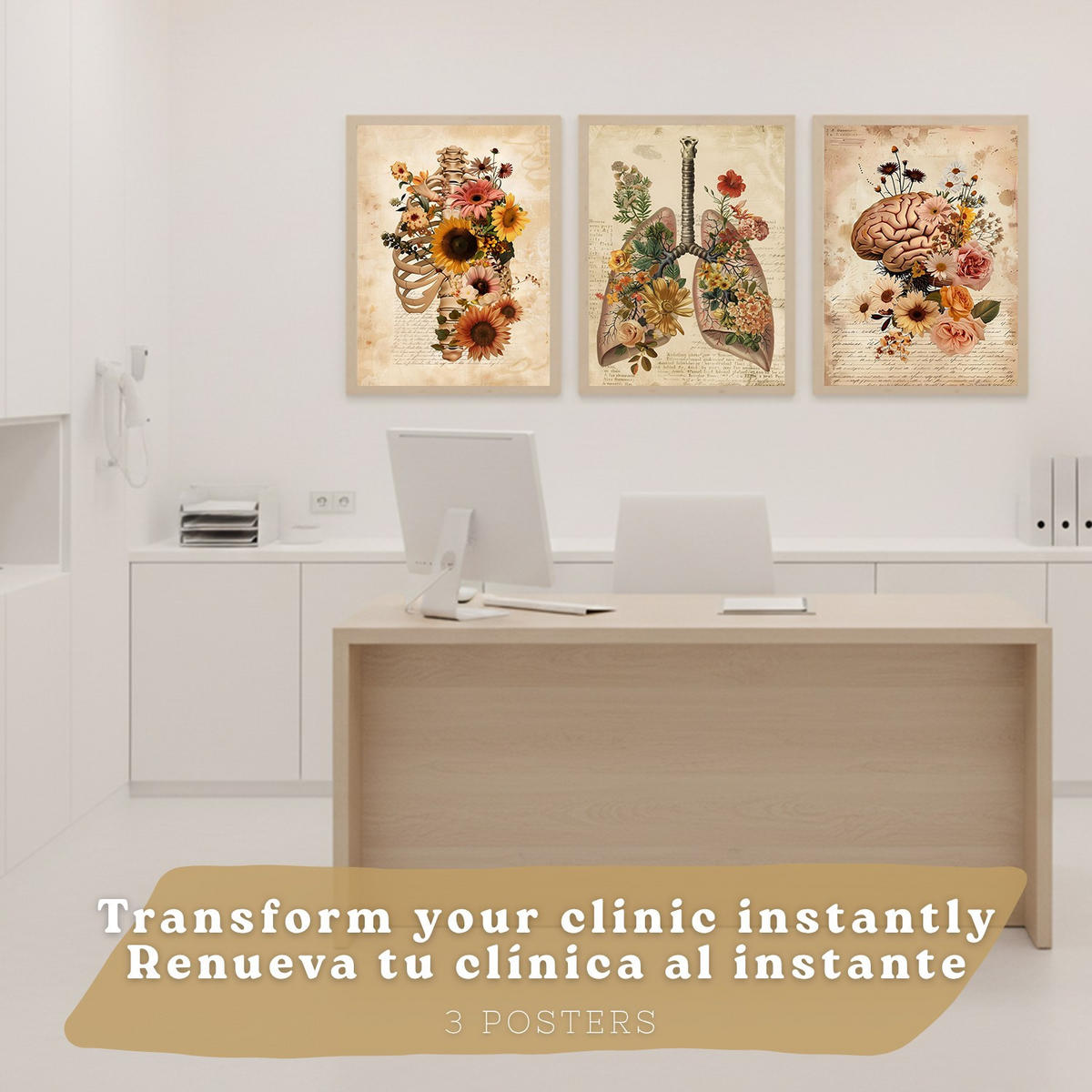 Nacnic POSTER Set aus 3 Anatomie Mensch Drucke und Wandbilder mit Niere ...