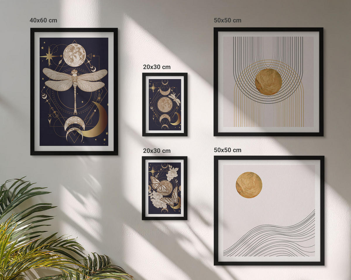 TULUP BILDER SET 5er Set - 50x50 cm & 20x30 cm & 40x60 cm Schwarzer ...