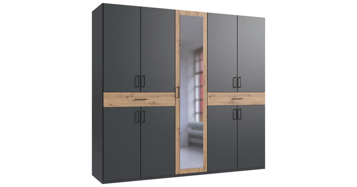 Boxxx DREHTÜRENSCHRANK 225/208/58 cm, in Graphitfarben, Eiche Artisan, 9-türig jetzt nur online ...