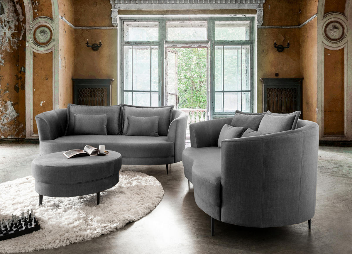 LIVETASTIC 2 Sitzer Sofa Velours in Grau finden