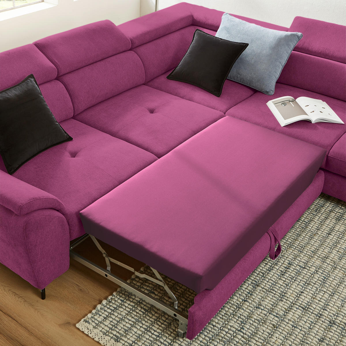 STYLIFE Wohnlandschaft Magenta mit Schlaffunktion