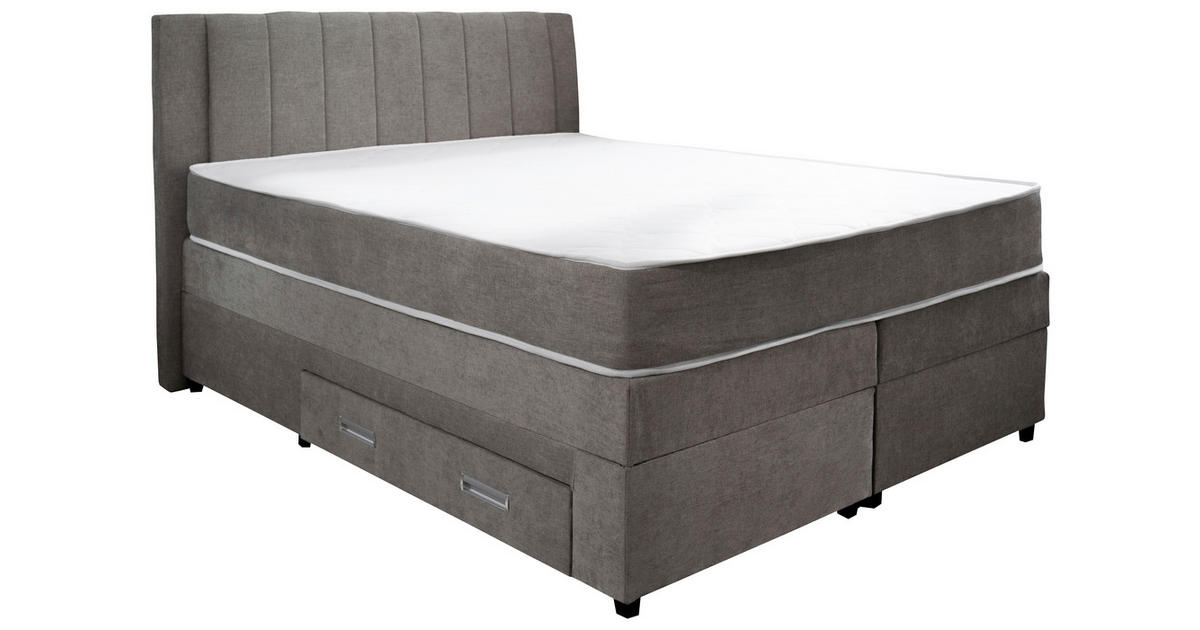 Carryhome POSTELJA BOXSPRING 140 cm x 200 cm , leseni material, tekstil ...