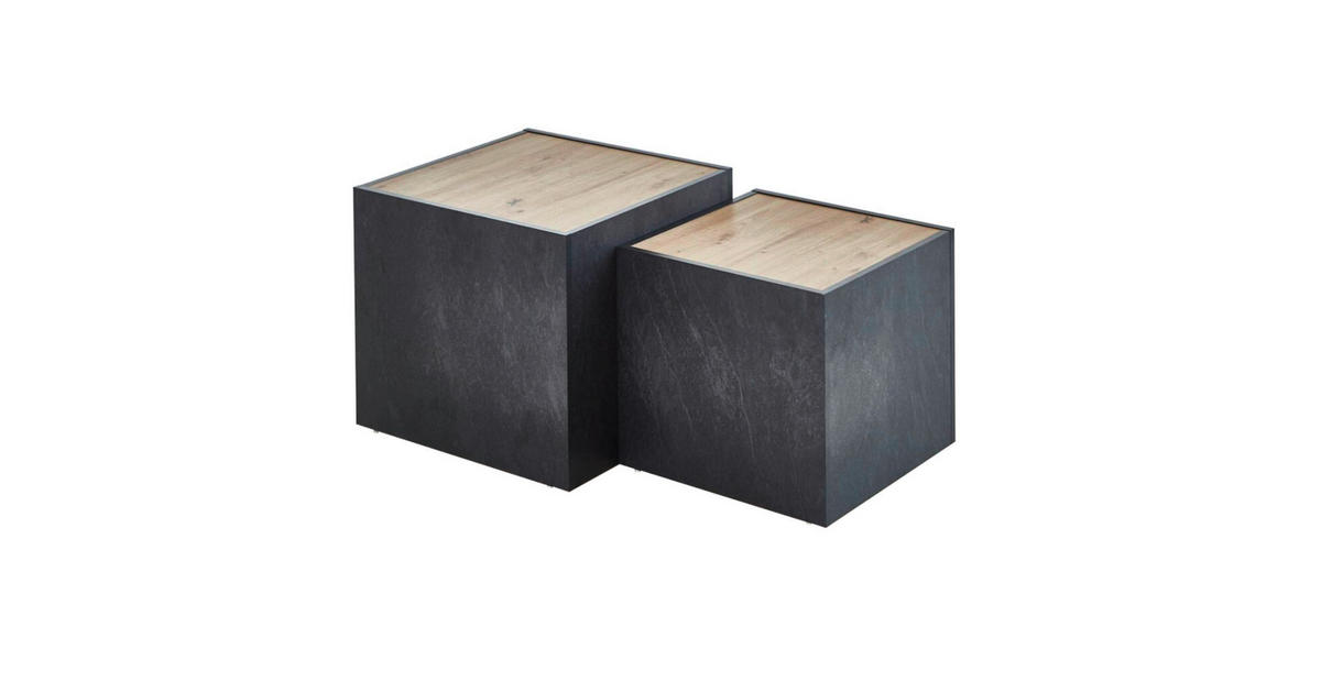 MID.YOU COUCHTISCH 50-43/50-43/40-35 cm quadratisch Schieferfarben ...