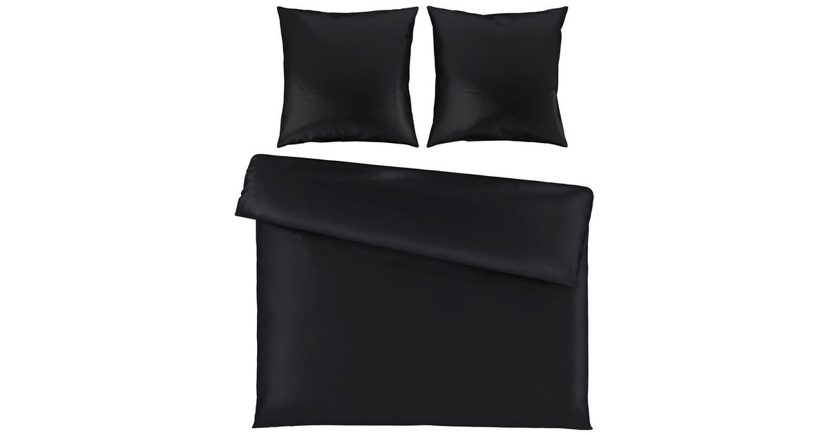 BIO:VIO Satin-Bettwäsche 200x200 cm Schwarz Uni