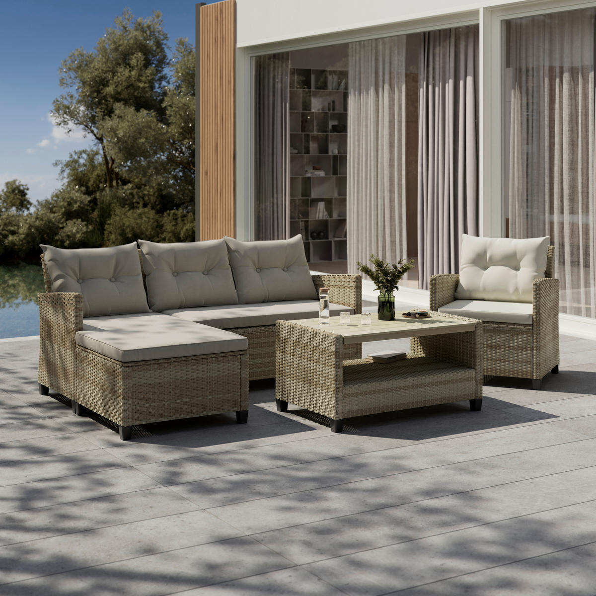 AMBIA GARDEN Lounge Set 3 teilig in Creme kaufen