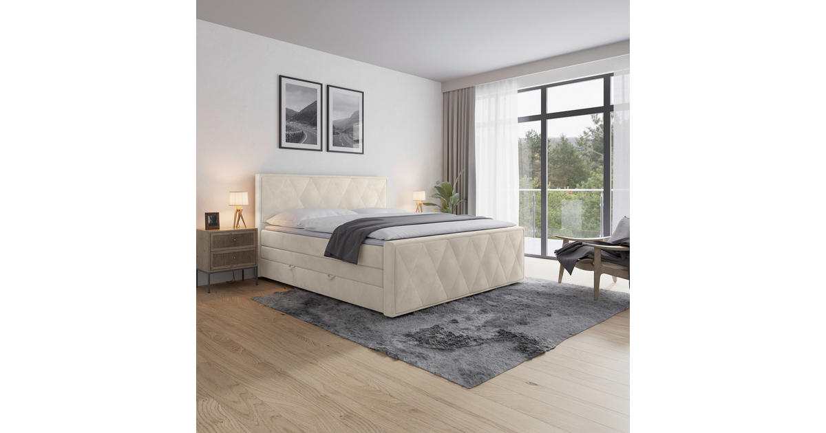 MID.YOU POSTELJA BOXSPRING 180 cm x 200 cm , leseni material, karton ...